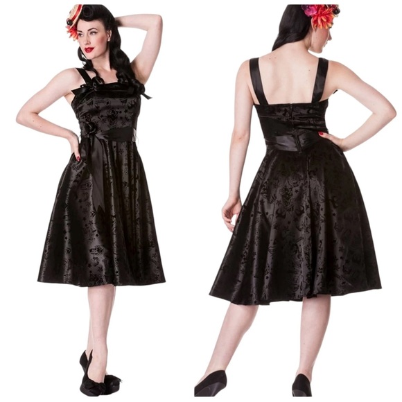 Hell Bunny | Dresses | Hell Bunny Velvet Monochromatic Tattoo Print ...